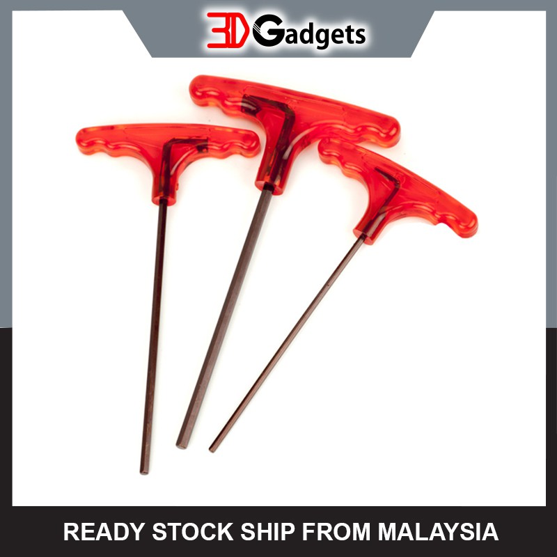 3D Gadgets Malaysia | S2 Steel T-Handle Hex Wrench Allen Key 5pcs Set