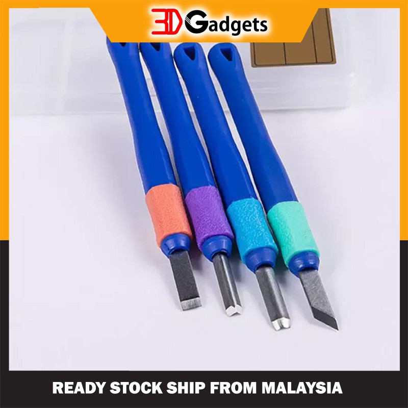 3D Gadgets Malaysia |High Carbon Steel Rubber Grip Knife Set 9pcs