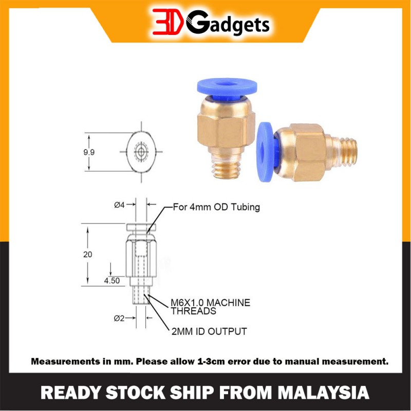 3D Gadgets Malaysia | PC4 M6 Pneumatic Connector