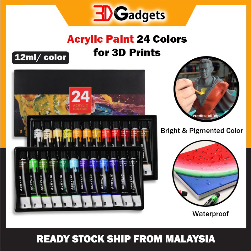 3D Gadgets Malaysia | Acrylic Paint 24 Colors for 3D Prints