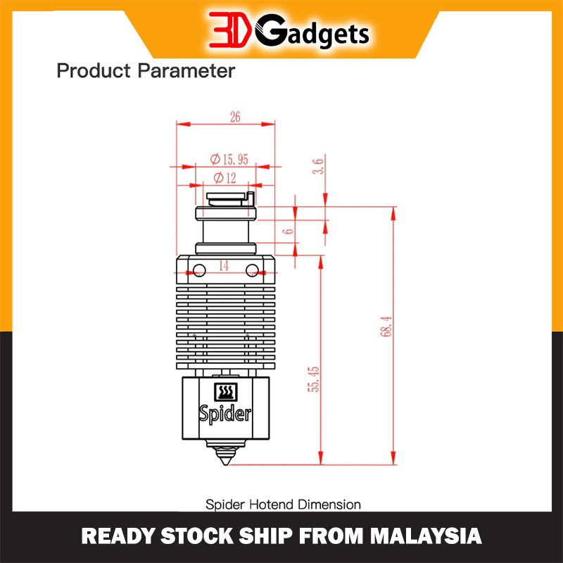 Creality Spider Hotend Kit for Ender-3 / 6 3D Printer | 3D Gadgets Malaysia