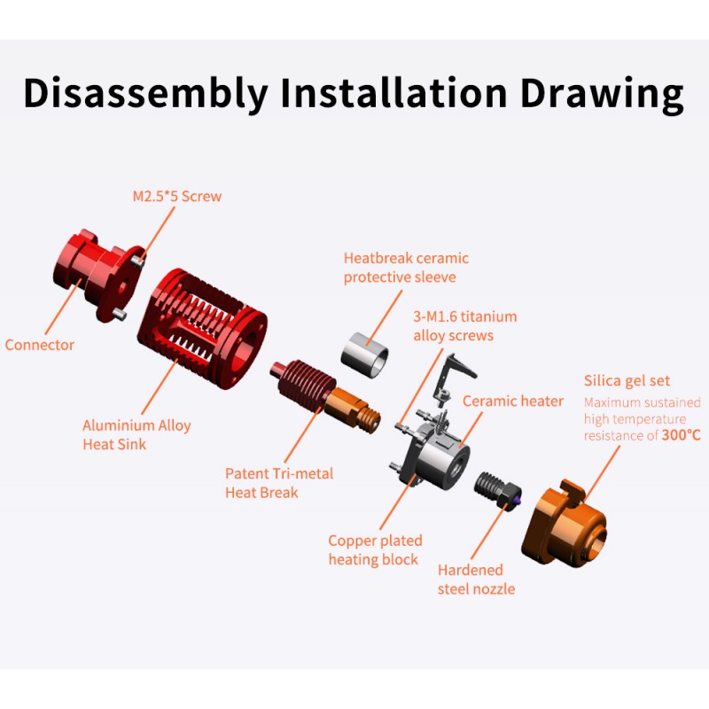 Haldis 3D Red Lizard K1-PRO High Flow Hotend | 3D Gadgets Malaysia