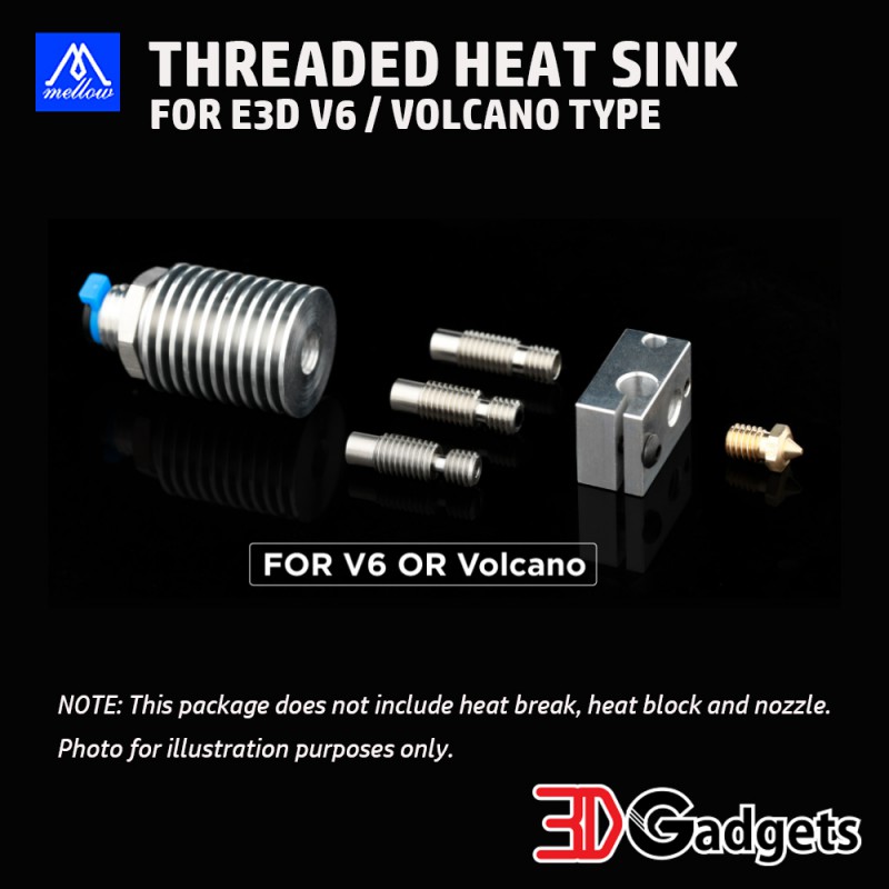 Mellow Threaded Heat Sink E3D V6/Volcano Hotend | 3D Gadgets Malaysia
