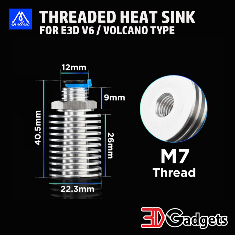 Mellow Threaded Heat Sink E3D V6/Volcano Hotend | 3D Gadgets Malaysia