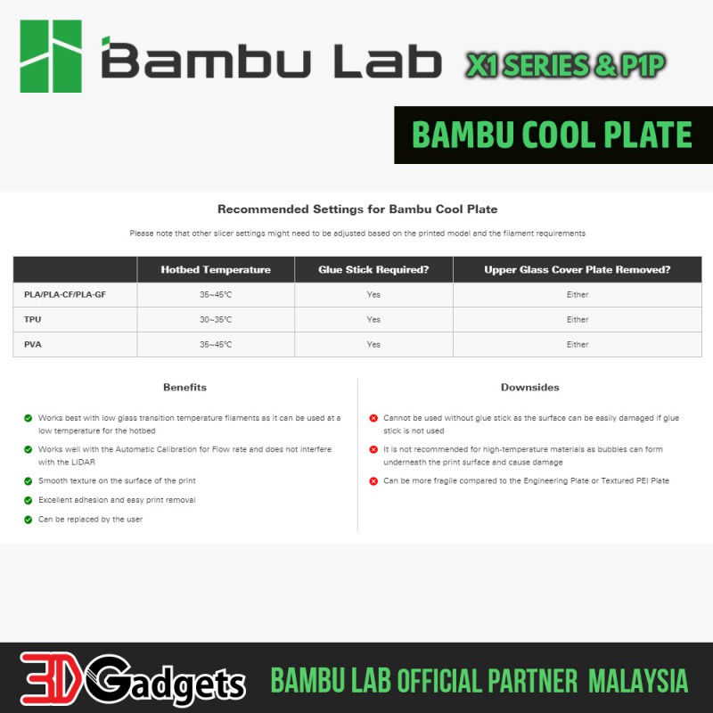 Bambu Lab X1 Series & P1P Bambu Cool Plate | 3D Gadgets Malaysia