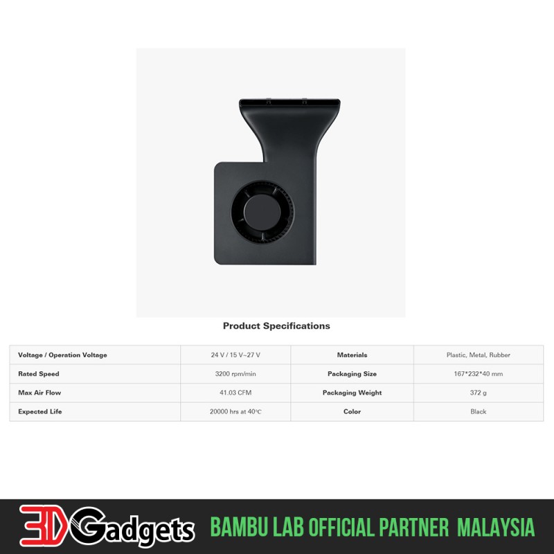 Bambu Lab X1 Series Auxiliary Part Cooling Fan | 3D Gadgets Malaysia