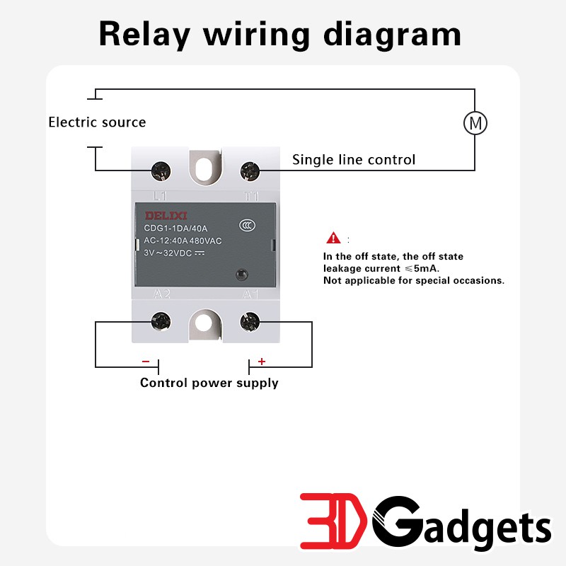 DELIXI SSR Solid State Relay CDG1-1DA DC-AC 10A/40A for 3D Printer