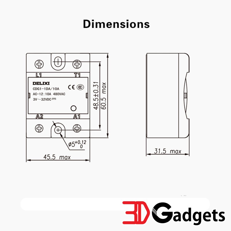 DELIXI SSR Solid State Relay CDG1-1DA DC-AC 10A/40A for 3D Printer