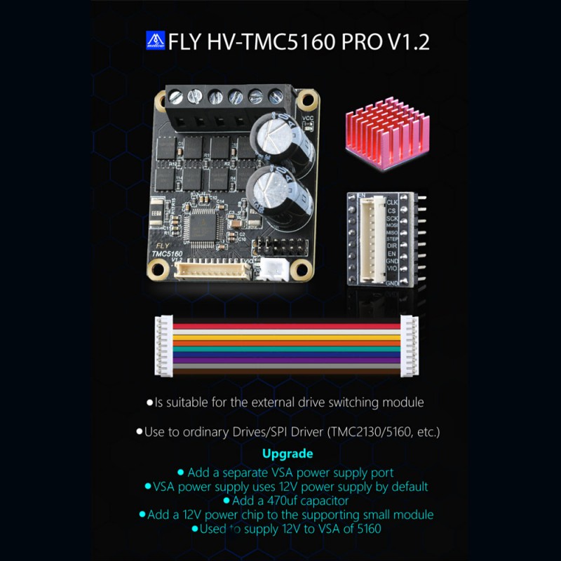 Mellow FLY HV- TMC5160 PRO V1.2 24V/48V Stepper Motor Driver StepStick ...