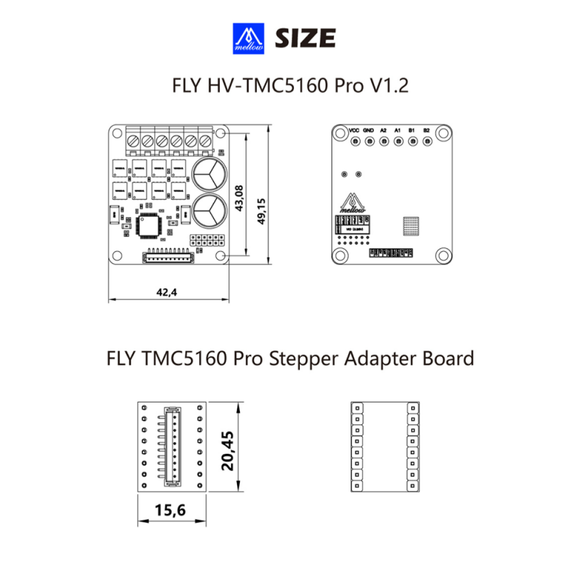 Mellow FLY HV- TMC5160 PRO V1.2 24V/48V Stepper Motor Driver StepStick SPI Silent For Marlin ...