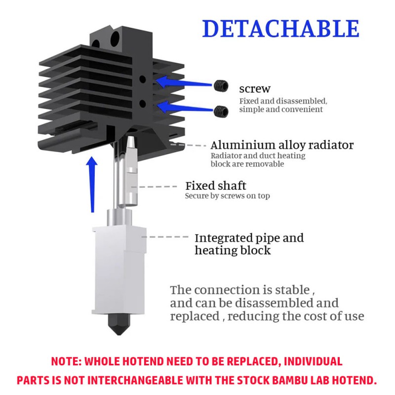 Two Trees 500℃ Upgraded Hotend Kit For Bambu Lab X1 P1P 3D Printer