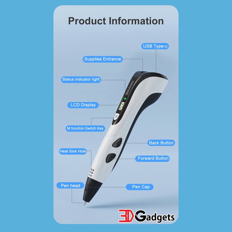 2024 3D Pen with LCD Screen - Easy Temp Control/ PLA & ABS Compatible
