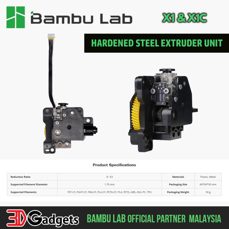 Bambu Lab X1 & X1C Hardened Steel Extruder Unit | 3D Gadgets Malaysia