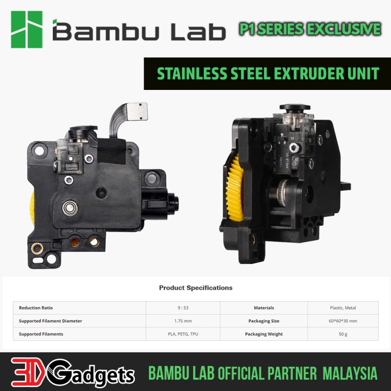 Bambu Lab P1 Series Stainless Steel Extruder | 3D Gadgets Malaysia